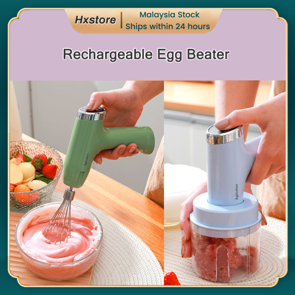 🔥M'sia Stock🔥 电动打蛋器2in1 Wireless egg beater Hand Mixer Garlic Chopper ...