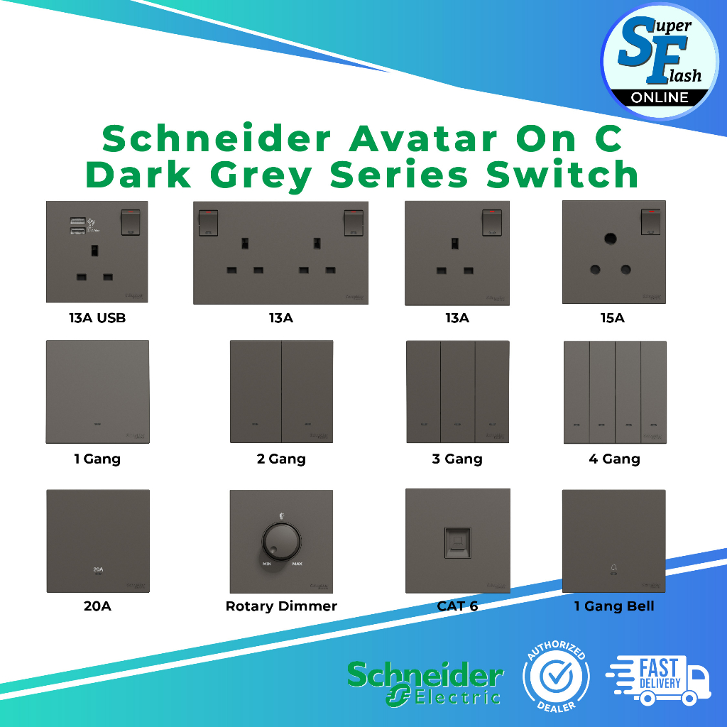 Schneider Electric Avatar On C Full Series Switch With Fluorescent ...