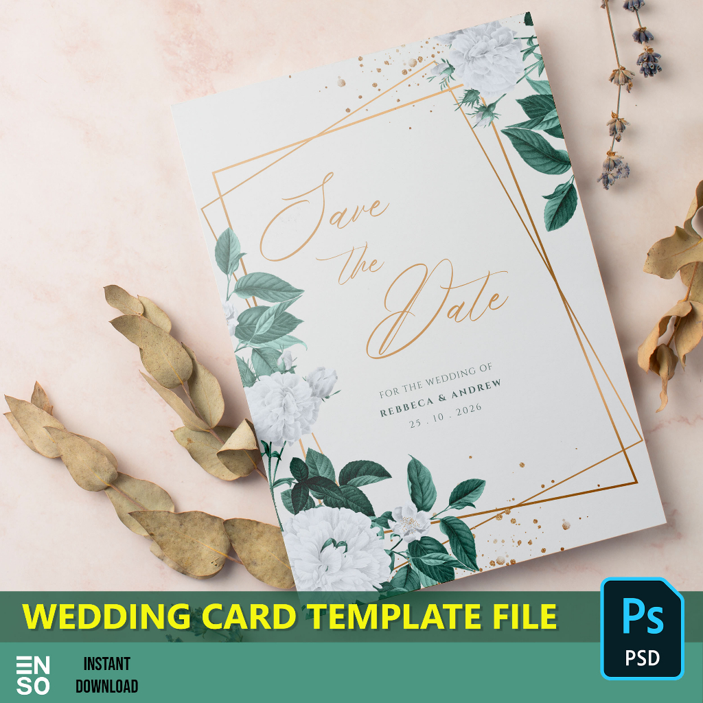 Wedding Invitation Card Photoshop A4 Size Editable File | Simple to use ...