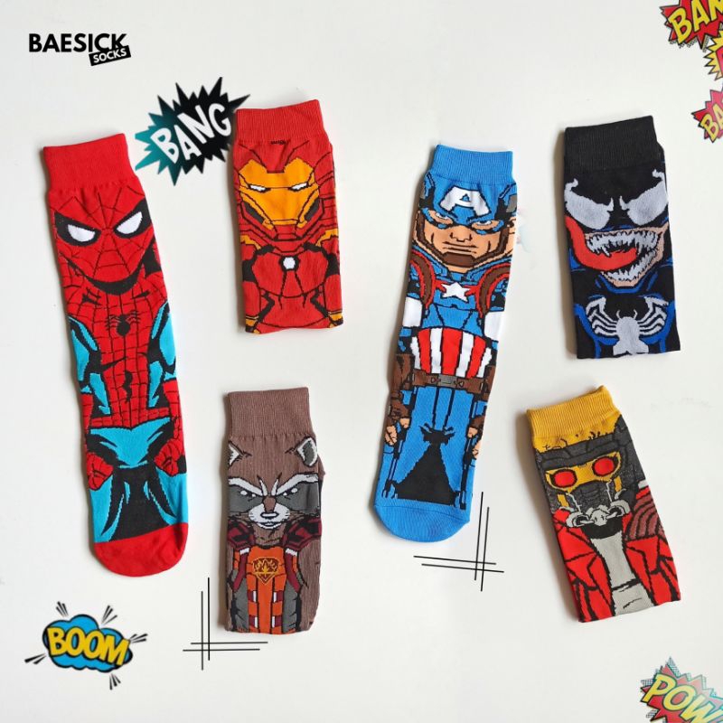 BA Marvel & DC Socks Colour Men Women Cotton Spiderman, Captain America ...