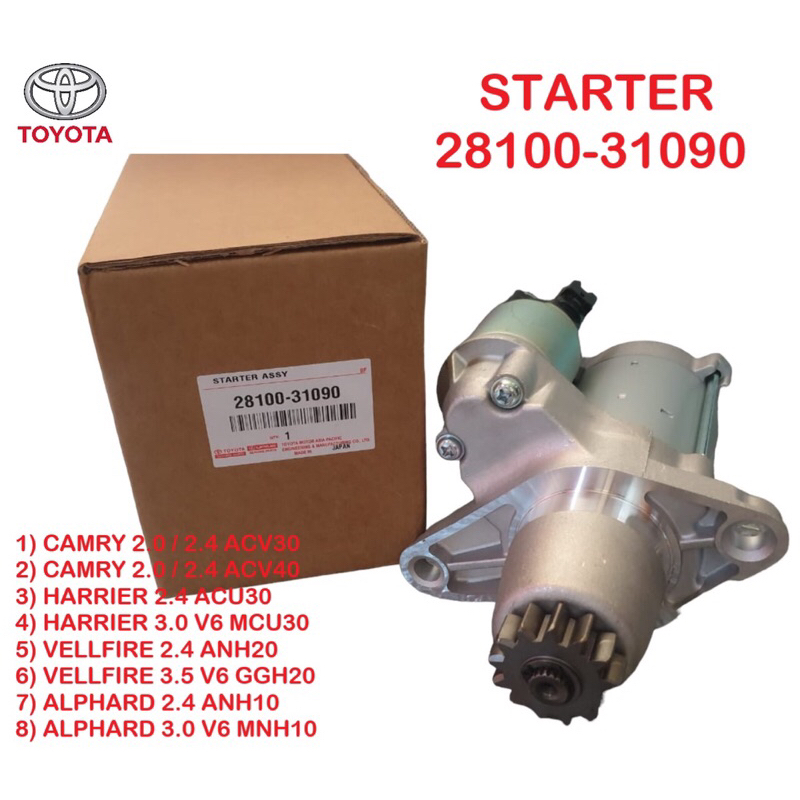 ORIGINAL TOYOTA CAMRY HARRIER ESTIMA VELLFIRE STARTER ACV30/ACV40 ACR30 ...