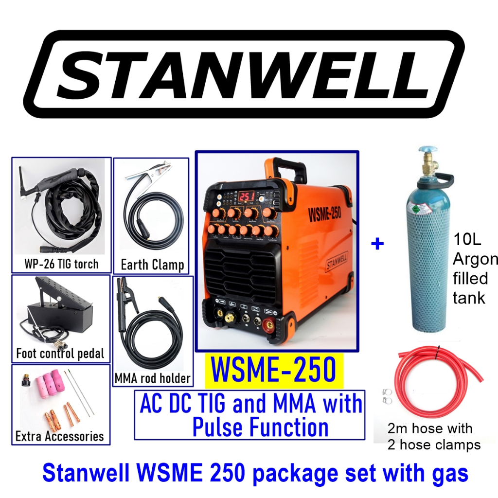 STANWELL WSME-250 AC DC TIG & MMA WELDING MACHINE WITH ARGON GAS SET ...