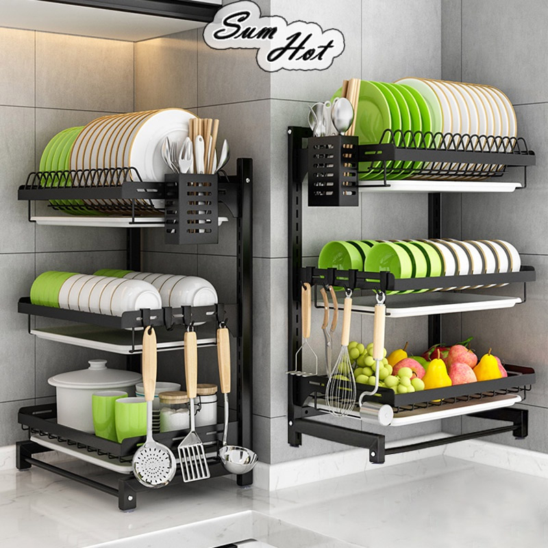 Wall-Mounted Rak Pinggan Dish Rack Stainless Steel Kitchen Rack Dish ...