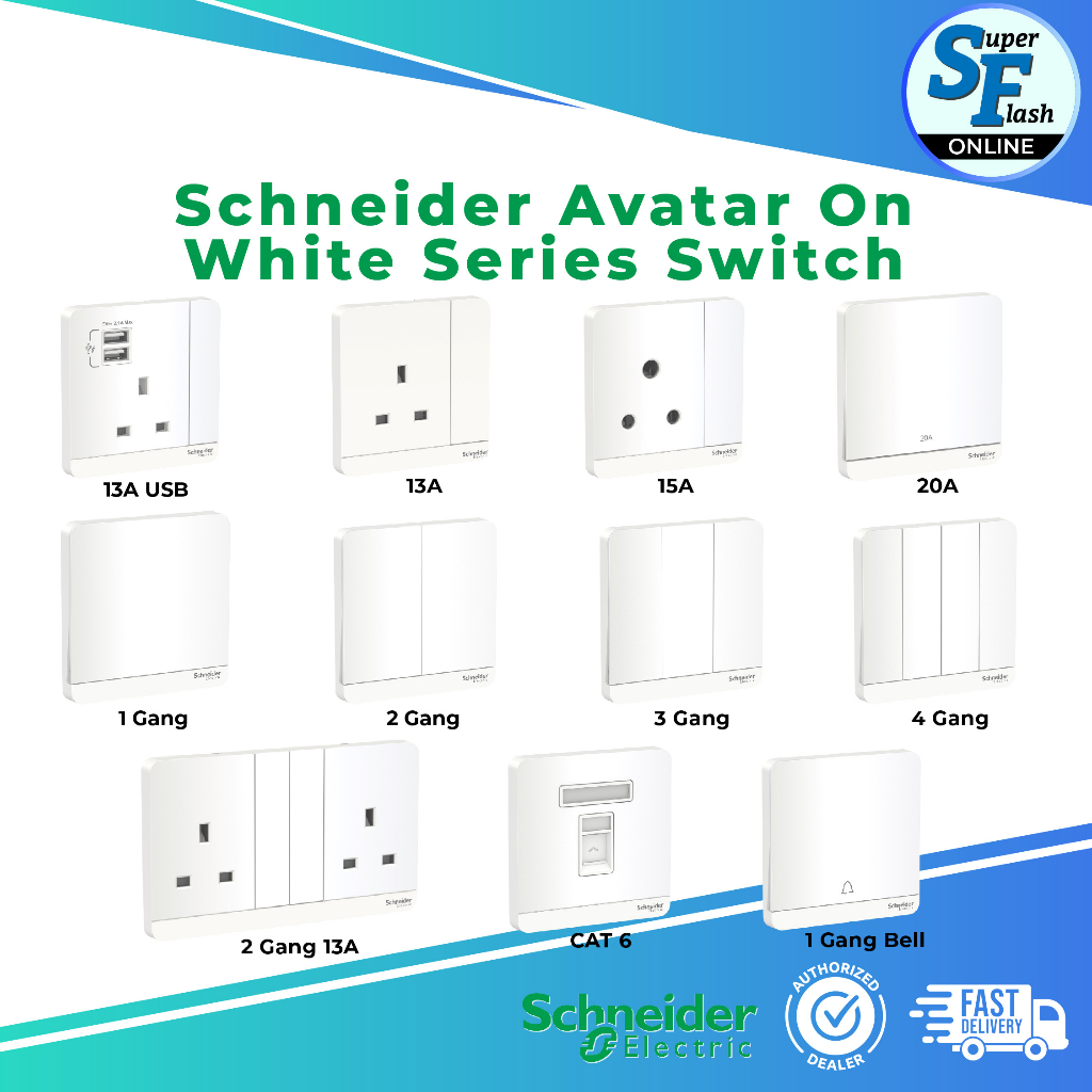 Schneider Avatar On Socket and Switches [ White ] | Shopee Malaysia