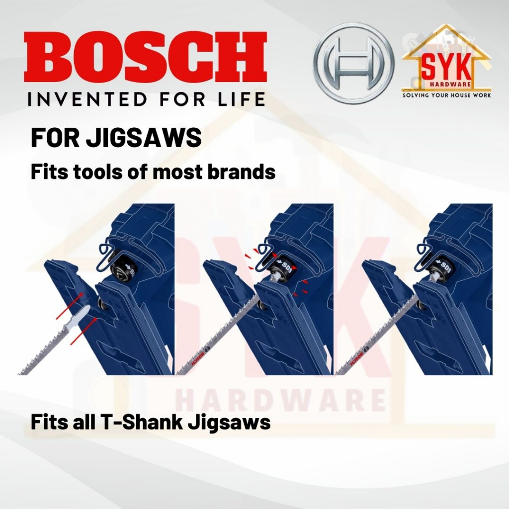 SYK Bosch T302H HCS Jigsaw Blade Clean For PVC Mata Gergaji PVC Mata Jigsaw Power Tools Saw Blade 2608667448 1Pcs Shopee Malaysia