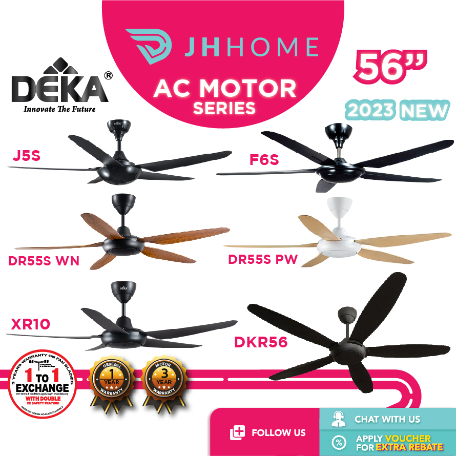 Deka 5 Speed 5 Blade AC Motor Ceiling Fan (56") F6S/J5S/XR10/DKR56 ...