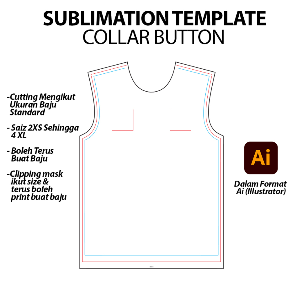 Sublimation Template Size - Collar Button I Size Template Untuk ...
