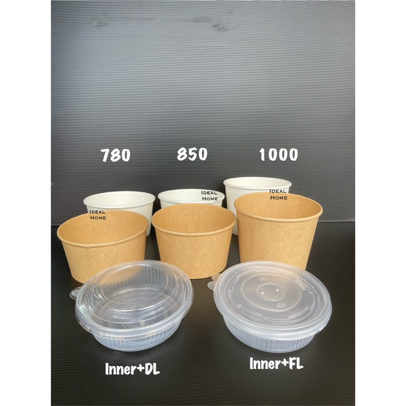 Paper Bowl / + Inner Trey + Lid 50set‼️ (48-50PCS +-) | Shopee Malaysia