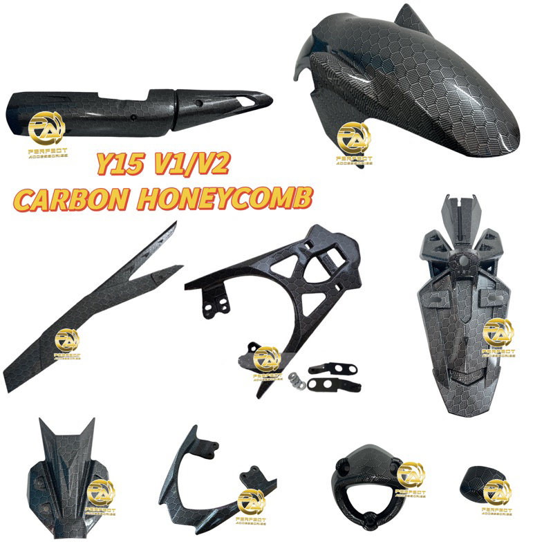 YAMAHA Y15 V1 V2 Carbon Honeycomb Set Package Cover Carbon Yamaha Y15ZR (Promotion) | Shopee ...