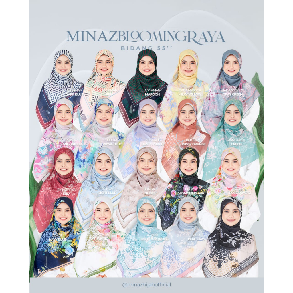 Minaz Hijab Blooming Raya / Wanderland / Freedom Series Printed Bidang ...