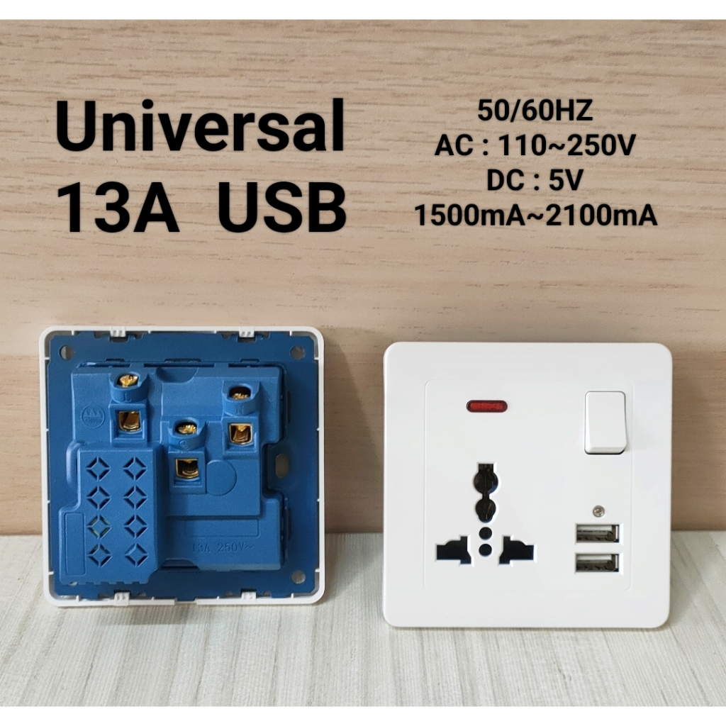 Malaysia Socket 13A Universal 15A Usb Type-C Water Heater Switch White ...