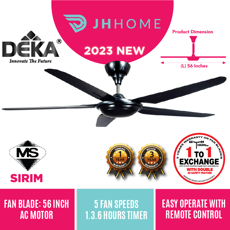 Deka 5 Speed 5 Blade AC Motor Ceiling Fan (56") F6S/J5S/XR10/DKR56 ...