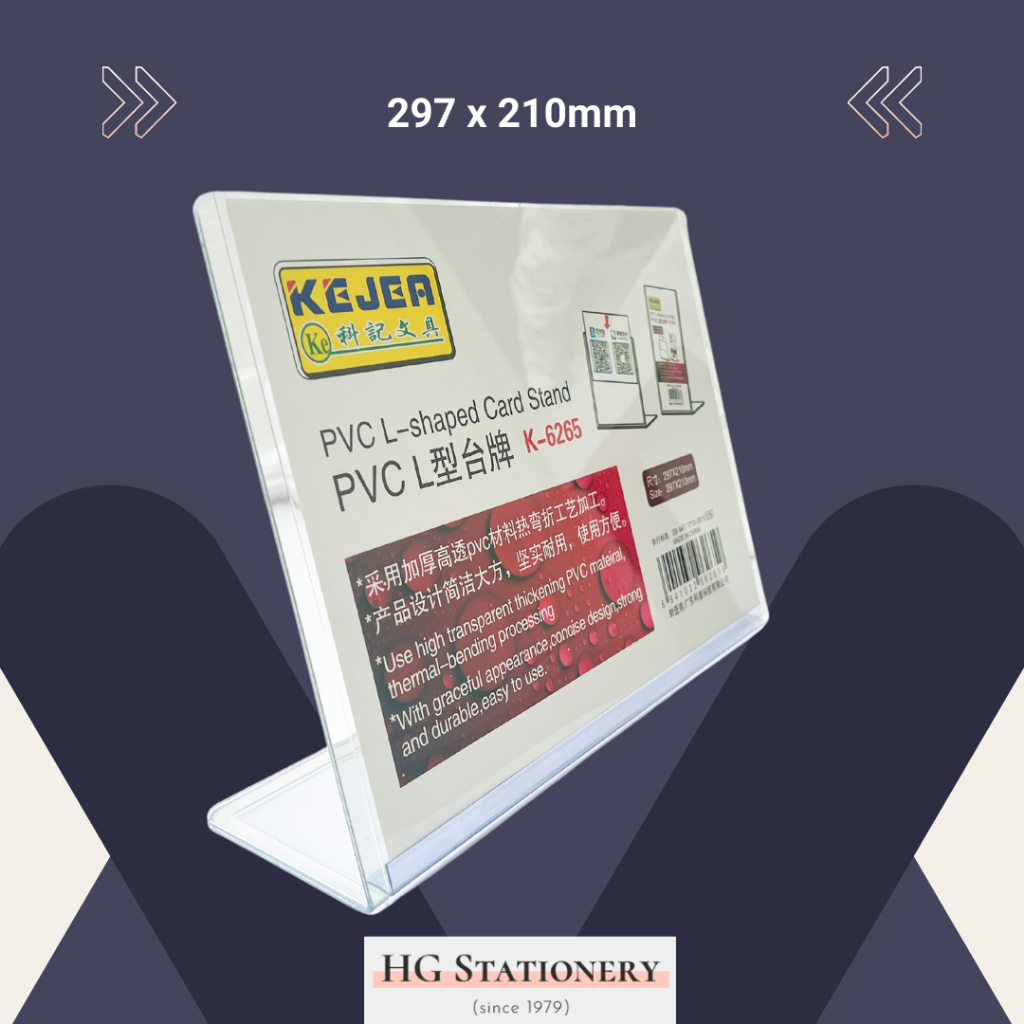 Kejea 6 Sizes Thick L-Shaped Curved Card Stand Transparent Acrylic /Menu Stand /Plastic Brochure ...