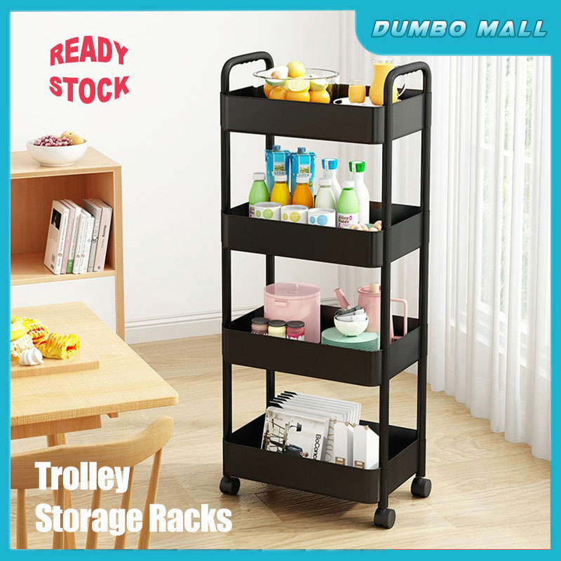 4 Tier Multifunction Trolley Storage Racks Office Shelves Home Kitchen ...