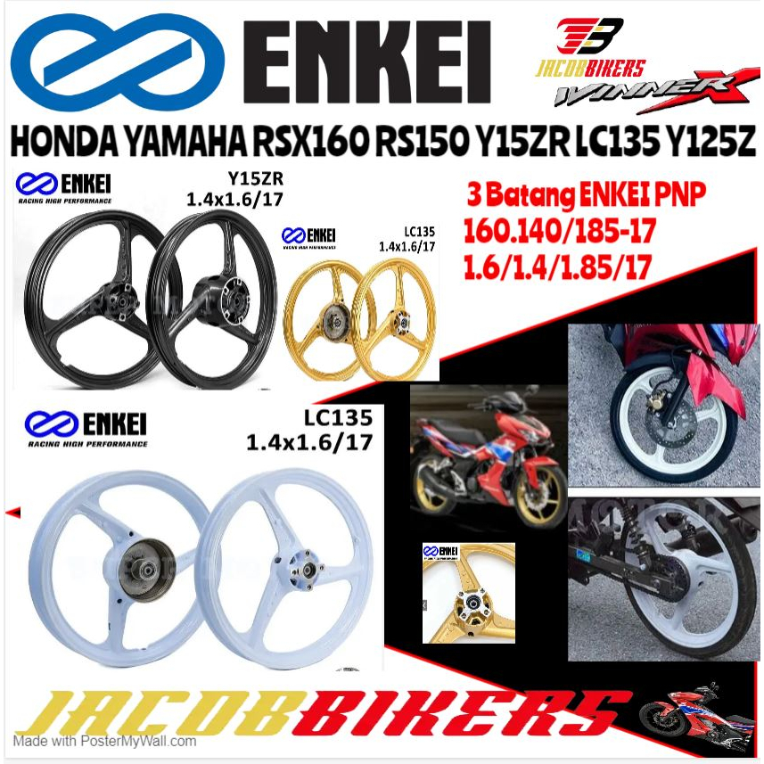 ENKEI SPORT RIM 3 BATANG Y15ZR Y15 140/160/215 YAMAHA Y125 Y125Z Y125ZR 125Z 125ZR LC135 5S 303 ...