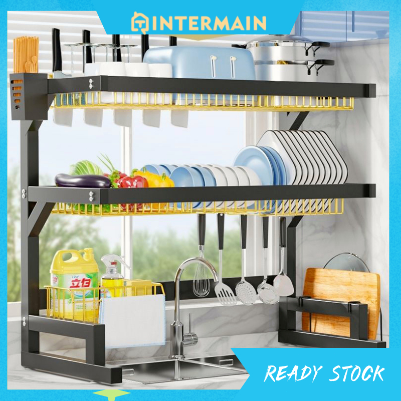 Kitchen Pinggan Sinki Dish Drainer Stainless Steel Rak Dapur Kitchen ...