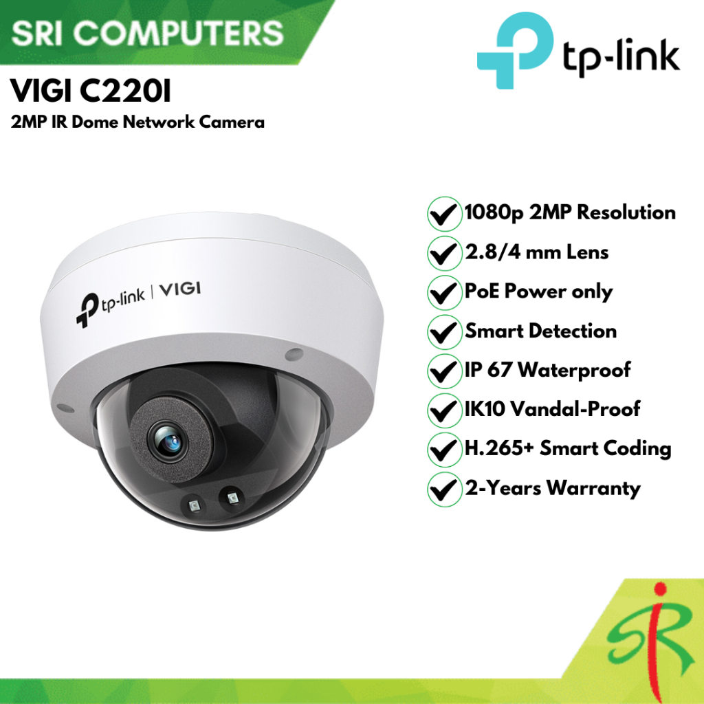 TP-LINK VIGI C220I 2MP IR Dome Network Camera [2-YEARS WARRANTY] | Shopee Malaysia