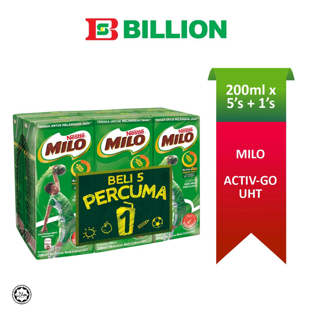 MILO Activ-Go UHT 200ml x 5's + 1's ( EXP ** DEC 2024 ) | Shopee Malaysia