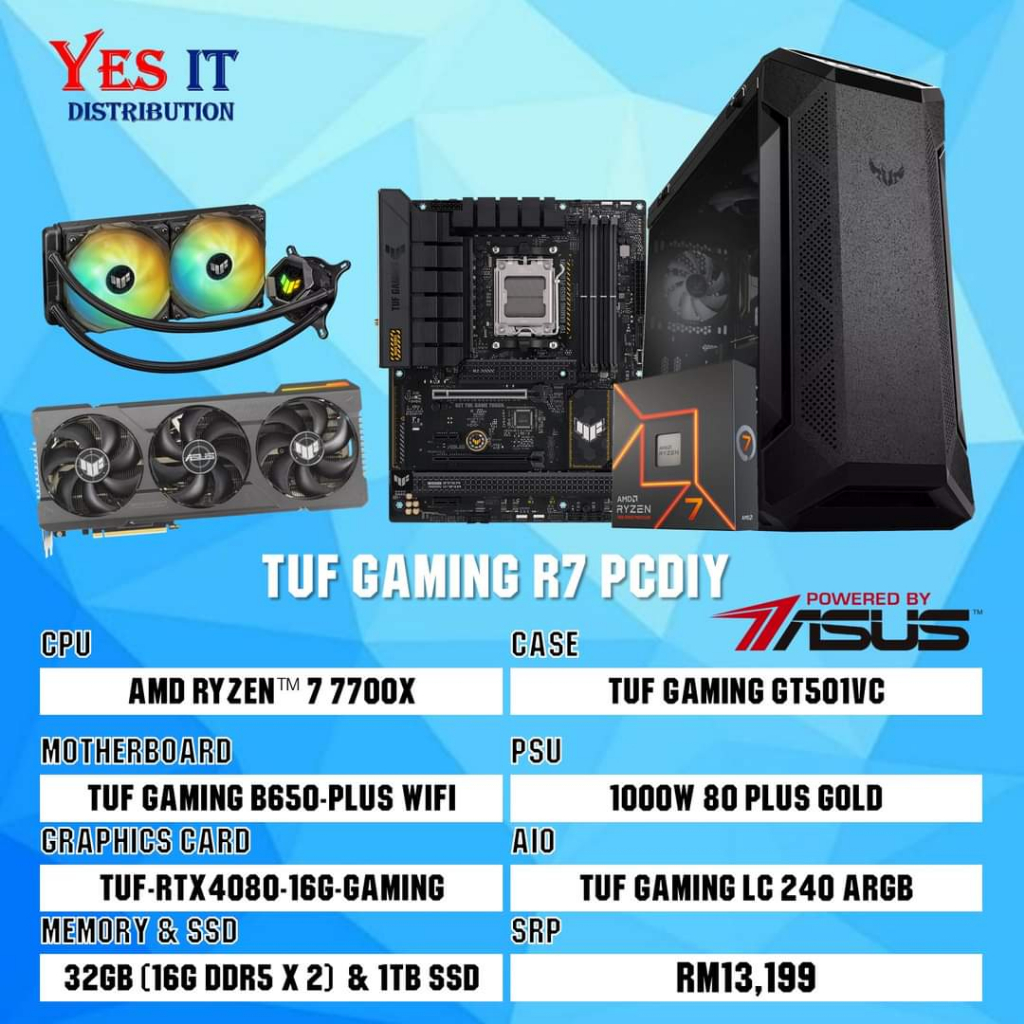 PC SET - TUF GAMING R7 PCDIY (R7-7700X with TUF RTX4080 GAMING 16GB ...