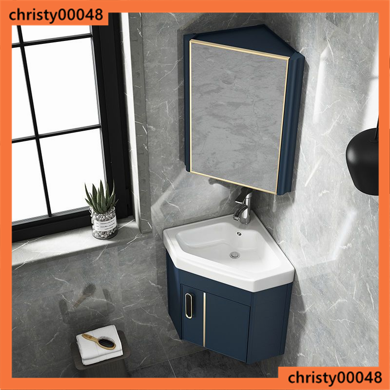 Wall-Mounted Wash Basin Small Apartment Triangle Washbasin Cabinet ...
