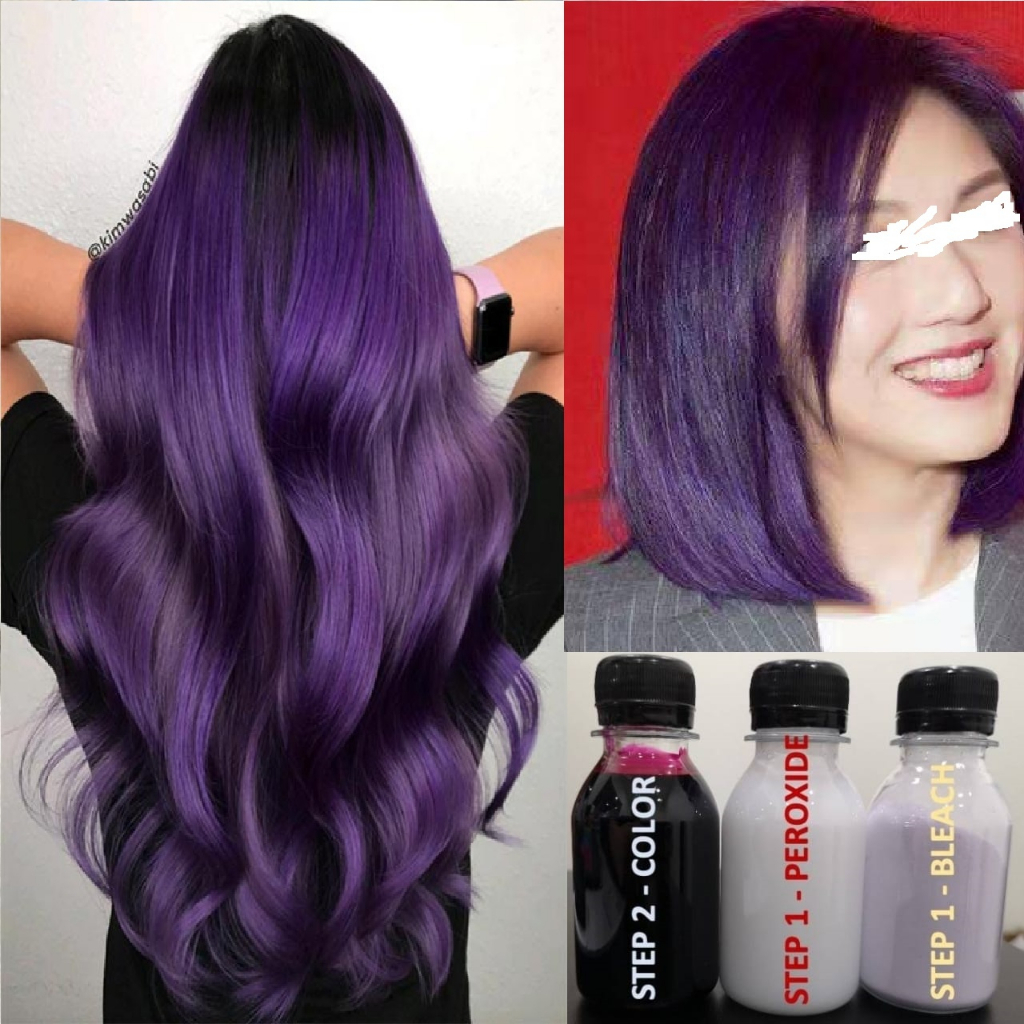 (FREE bleach set) Direct Violet Hair Color Kit (10minutes )100ml+Free ...