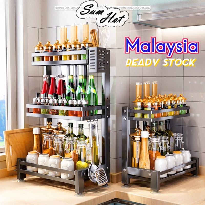 Rak Dapur Rak Rempah Kitchen Spice Rack Stainless Steel Seasoning Rack ...