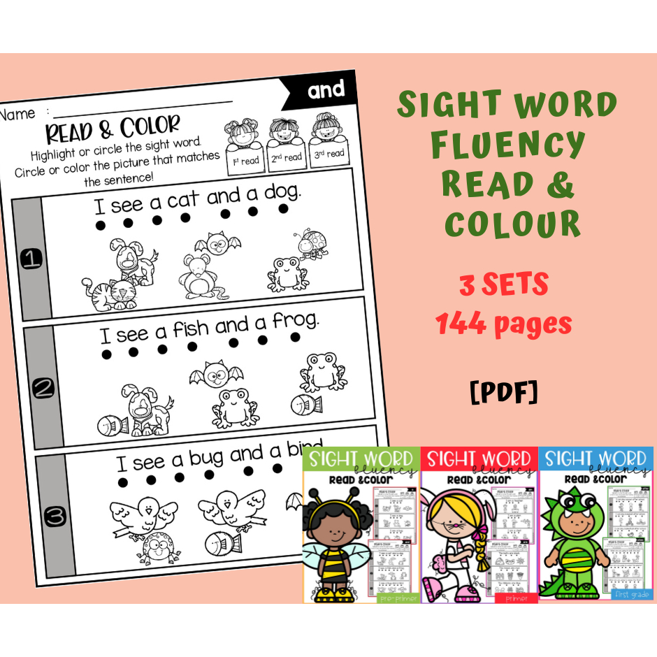 A66 - [PDF] Sight Word Fluency Read and Colour 144 pages - kindergarten ...