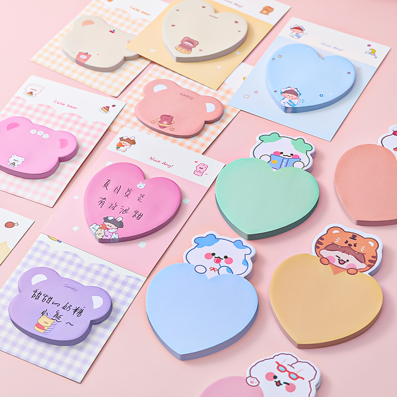 1Pc / 1Piece Cartoon Love Shaped Memo Pad Cute Kawaii Animal Design ...