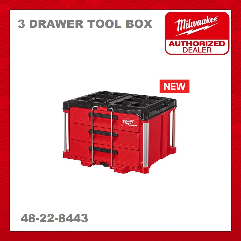 Milwaukee PACKOUT™ 3-Drawer Tool Box 48-22-8443 | Shopee Malaysia