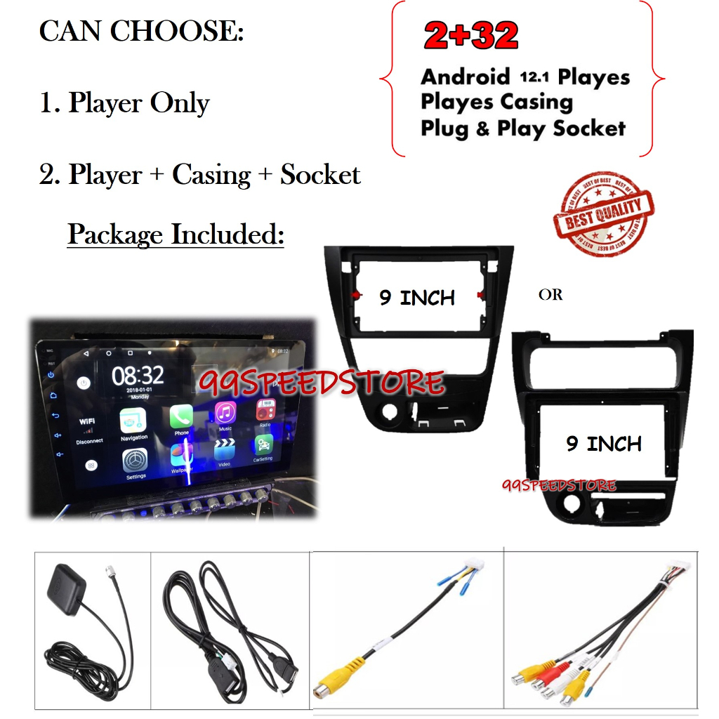 Proton WIRA (DOWN / UPPER TYPE) android player 9 inch PLUG N PLAY with ...