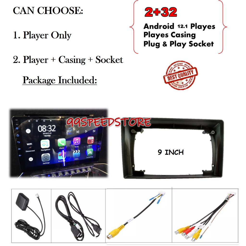 Proton SATRIA NEO android player 9'' inch plug and play with OEM casing ...