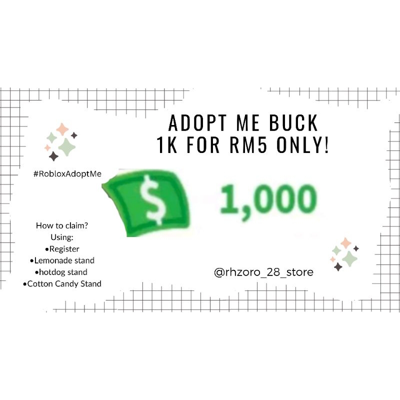 ADOPT ME BUCKS/MONEY/CASH *READ DESCRIPTION* | Shopee Malaysia