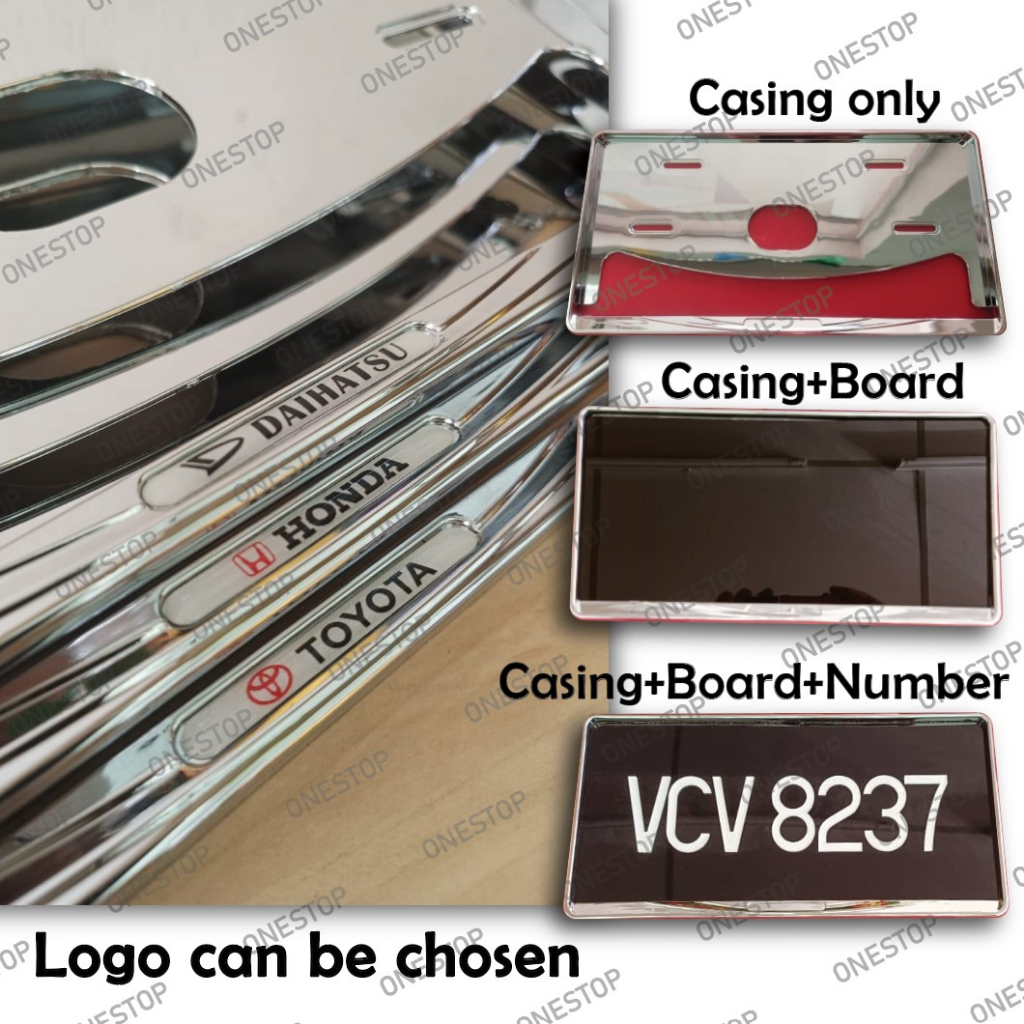 🔥READY STOCK🔥JDM Chrome License Plate Frame 7'x13.5INCH' Number Plate ...