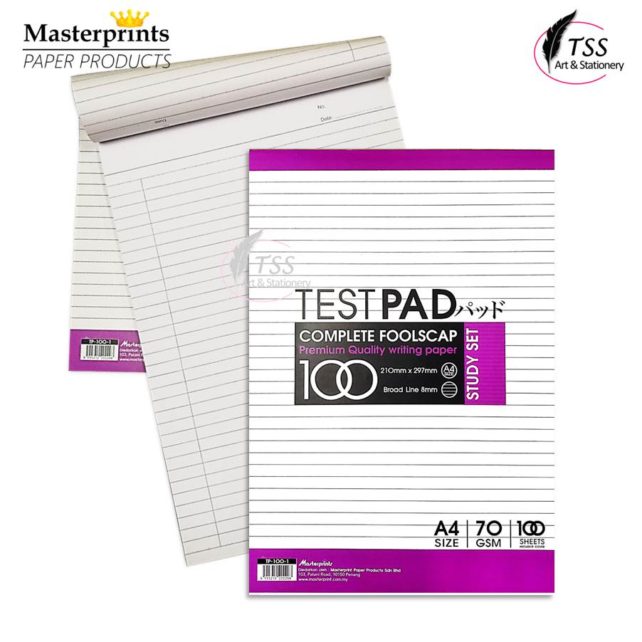 Masterprint Test Pad A4 | 70gsm | 100 Sheets | Examination Paper Pad ...