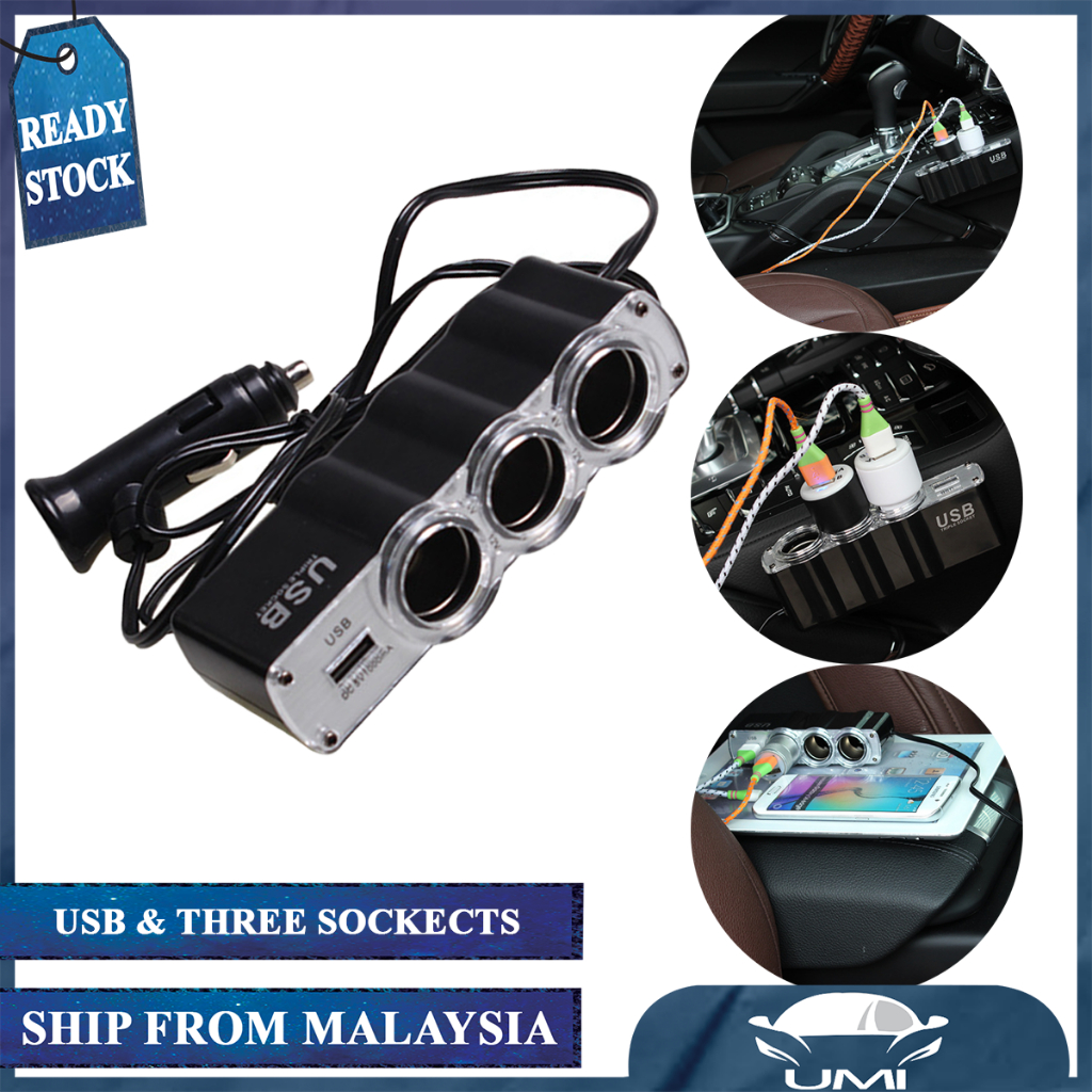 Car Charger Head Splitter Adapter 1 To 3 Car Cigarette Lighter Socket ...