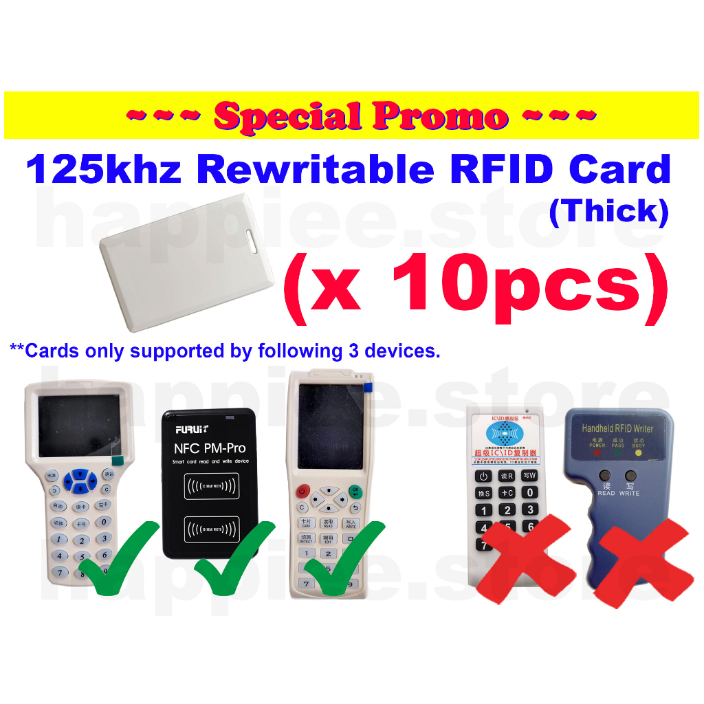 10 pcs - 125Khz Rewritable RFID ID Card (Thick)-Special Promo | Shopee ...