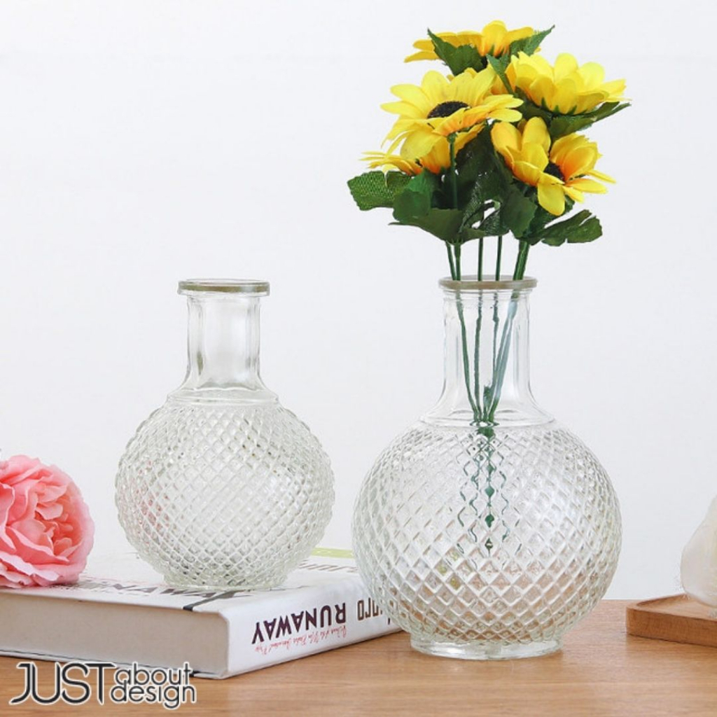Pasu Bunga Hiasan Vase Glass Flower Pot Retro Vase Decoration Flower ...