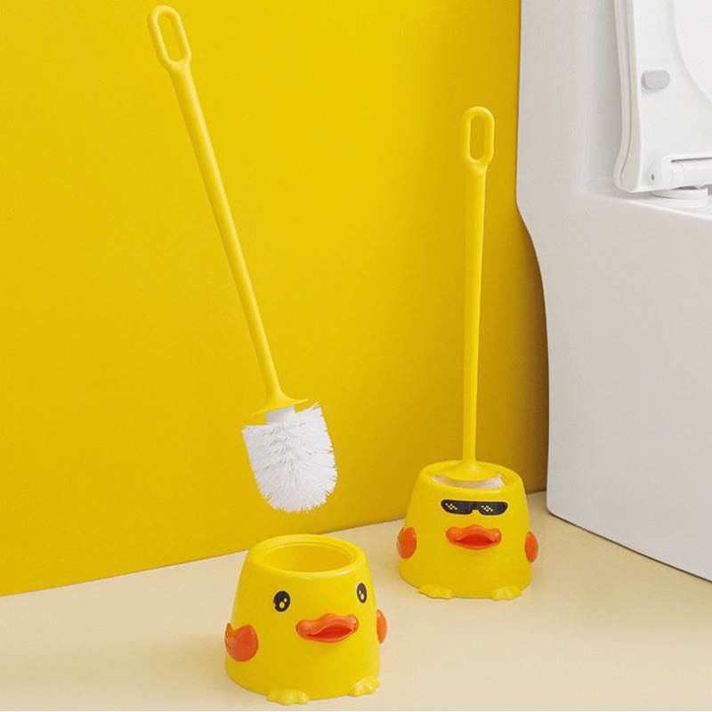 Cute Yellow Duck Brush Lavatory Brush Toilet Brush Holder Set Cute ...