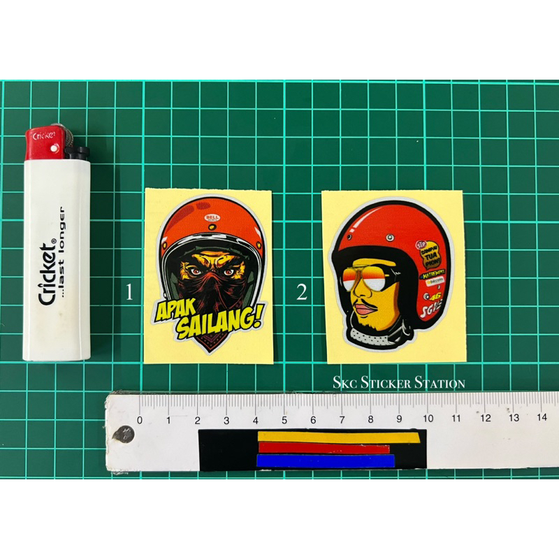 Stiker Helmet Apak Sailang / STP Sampai Tua Pion / SGV / Bell Retro ...