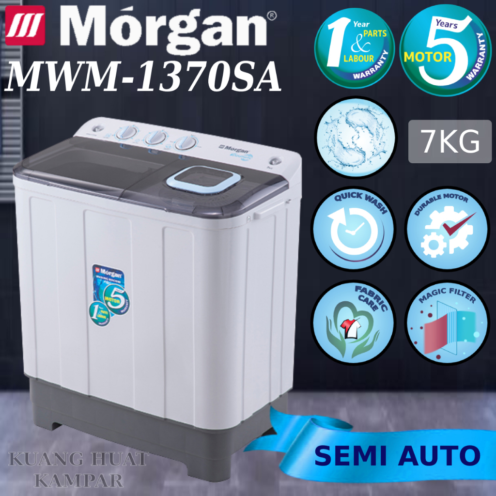 MORGAN 7KG SEMI AUTO WASHING MACHINE MWM-1370SA / MWM1370SA / MWM1370 ...