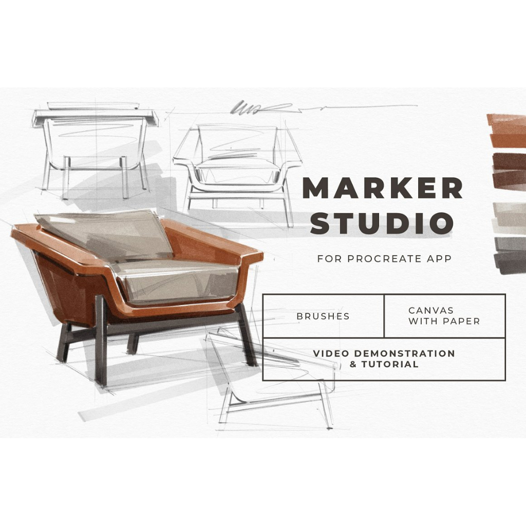 [P271] Realistic Procreate Marker Kit | 7 Marker Studio Procreate ...