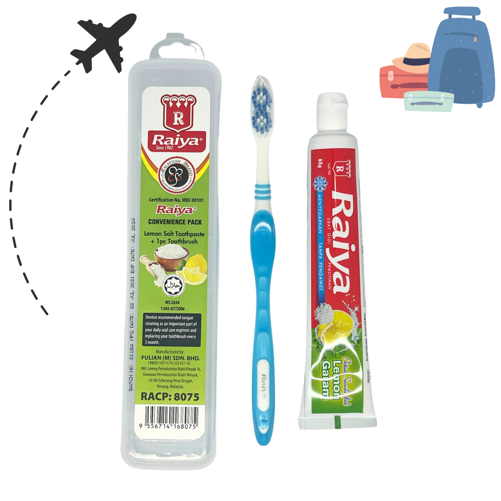 [Travel Set ] Raiya Lemon Salt Toothpaste 65g Toothbrush Box Portable ...