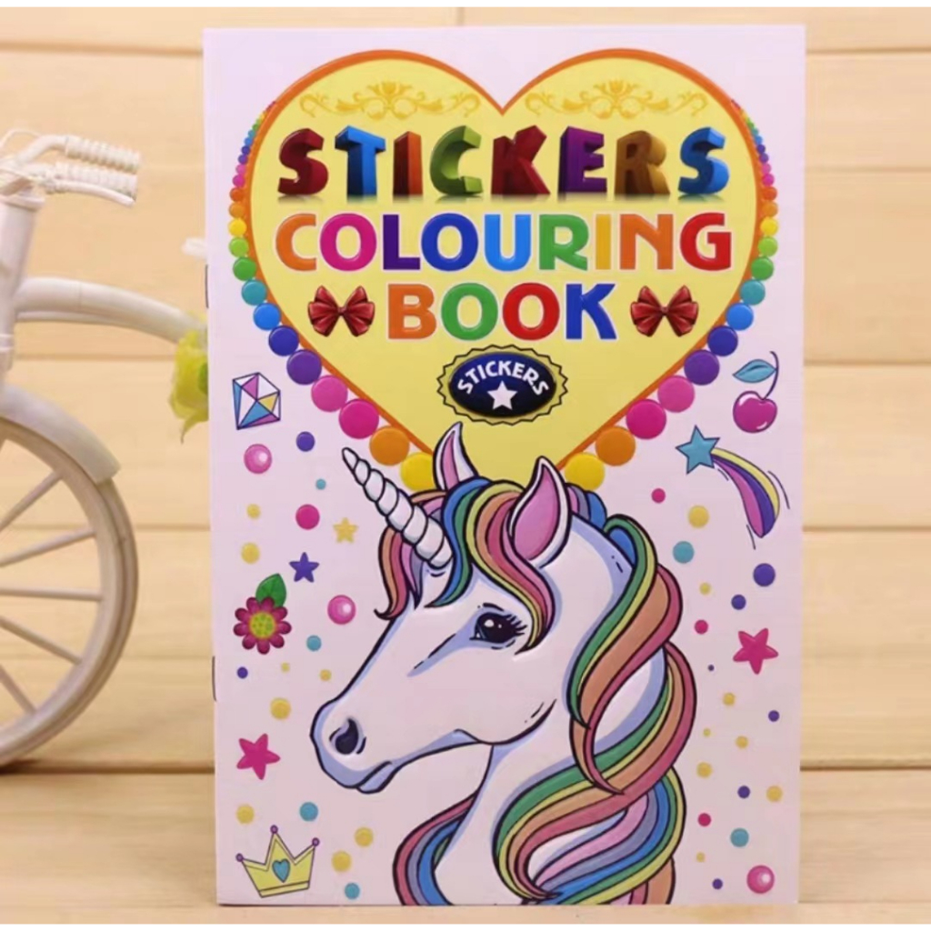 Kids Cartoon Sticker & Coloring Book A5 Buku Mewarna Pelekat Drawing ...
