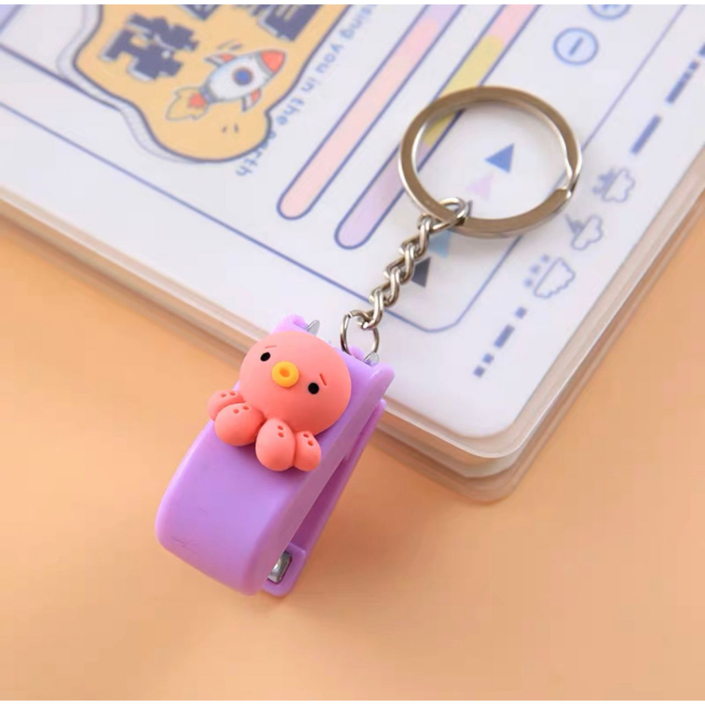 Cute Cartoon Mini Stapler Keychains Student School Comel Bear Creative ...