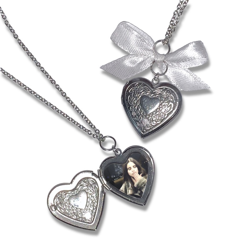 CUSTOM! coquette photo locket / aesthetic fairycore silver style bow ...