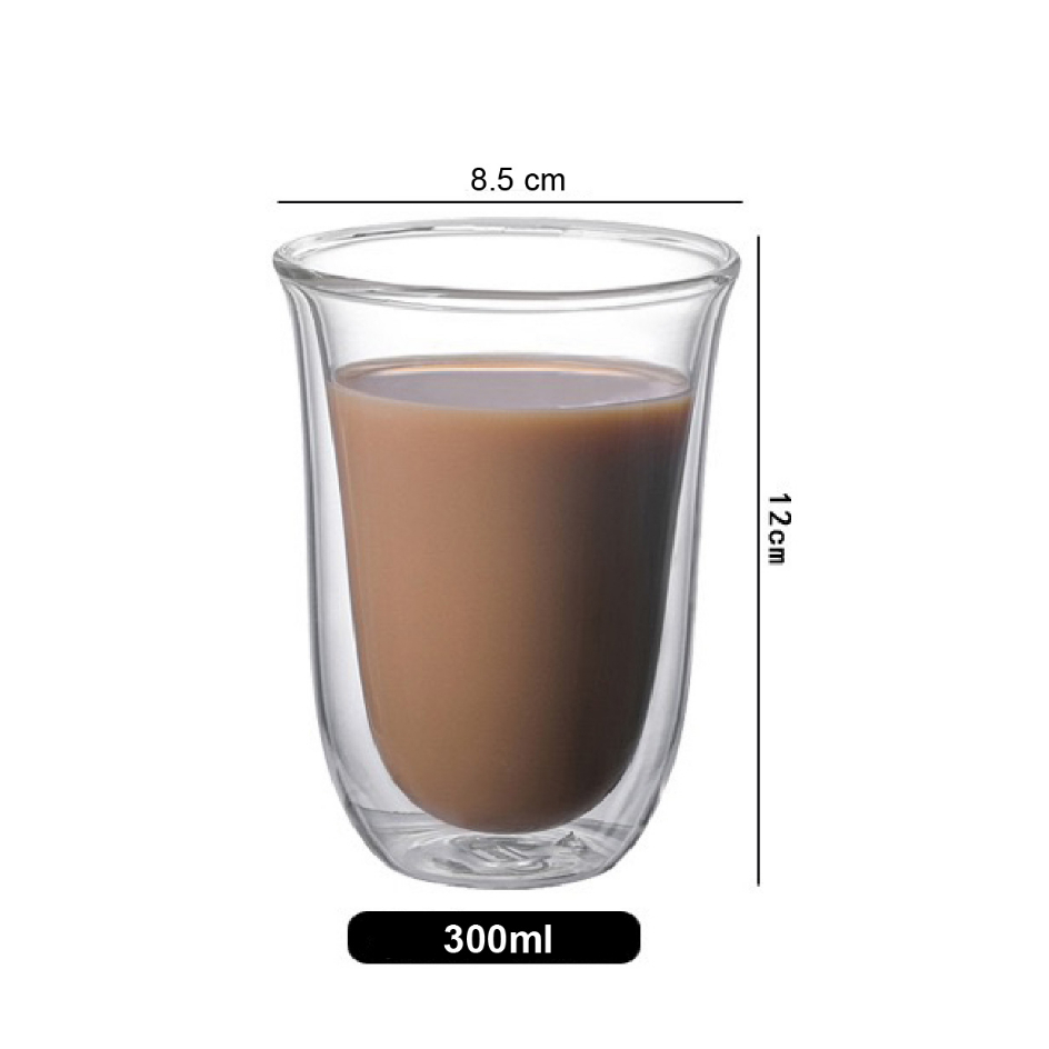 (Ready Stock)Coffee Espresso Tea Double Wall Borosilicate Glass Cup Mug Handle 80ml 150ml 250ml ...