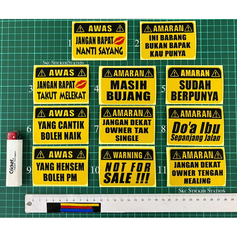 Sticker Amaran / Awas (Ayat Perkataan) Masih Bujang / Doa Ibu / Not For ...