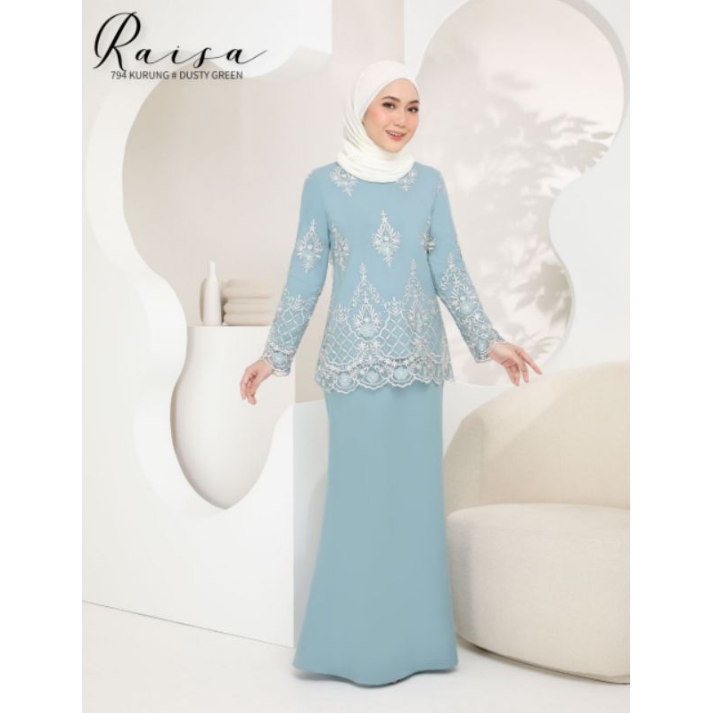 BAJU KURUNG MODEN RIAU BAJU KURUNG MODERN LACE DUSTY GREEN MINT GREEN BAJU KURUNG BATIK | Shopee ...
