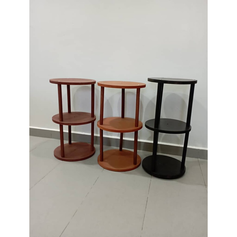wooden three layer rack, round rack, round table, mini desk, decoration ...