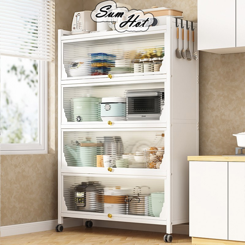 Kitchen Rack Cabinet with Door Rak Dapur Multifunctional Storage Rack ...
